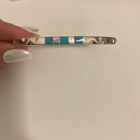 Jewelry | Silver And Turquoise Vintage Bangle Made In Mexico | Poshmark